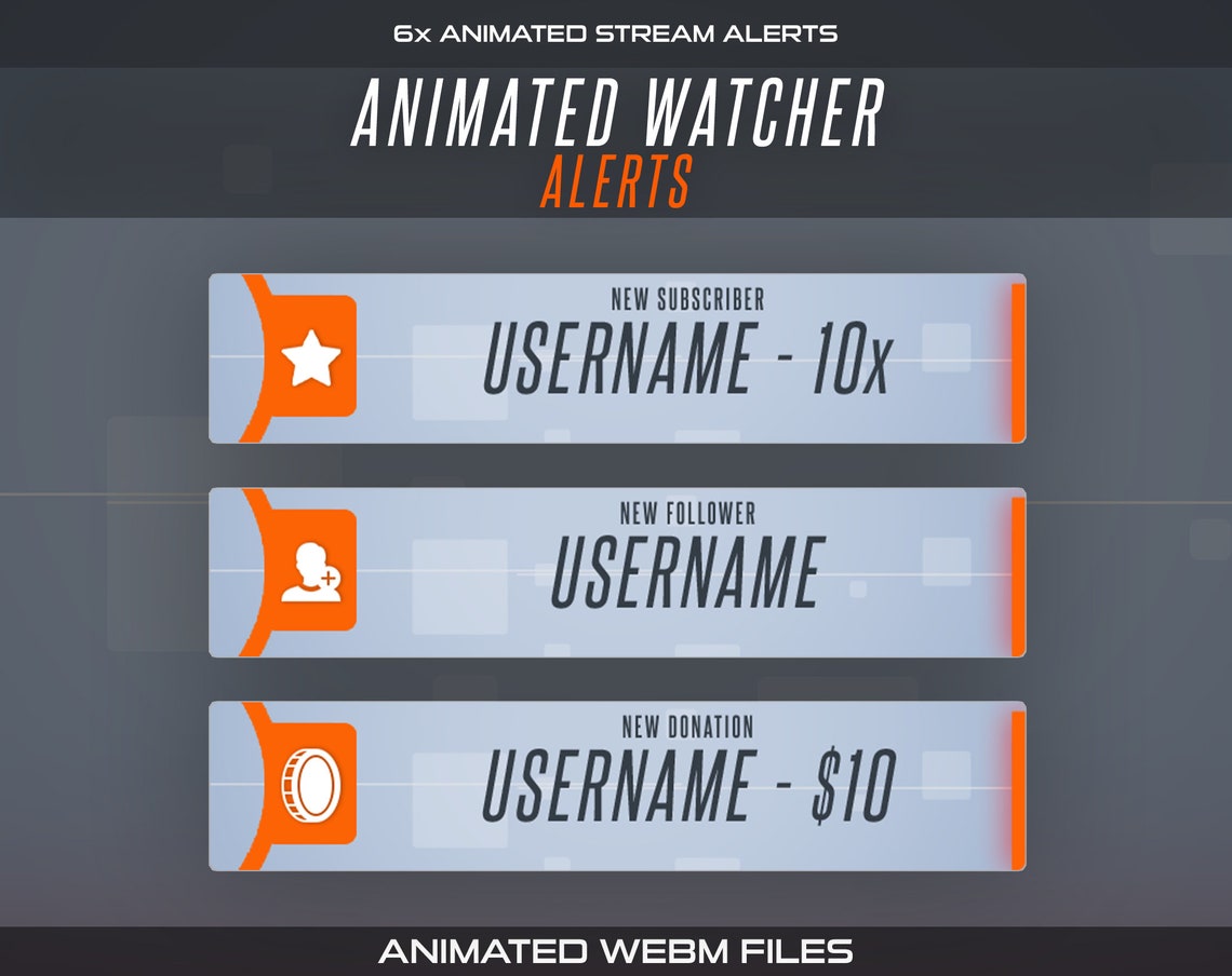 Animated Watcher Twitch Overlay Package for OW2 Streamers Gray Webcam ...