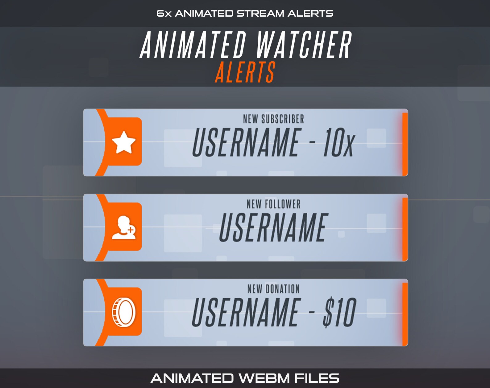 Animated Watcher Twitch Overlay Package for OW2 Streamers Gray Webcam ...