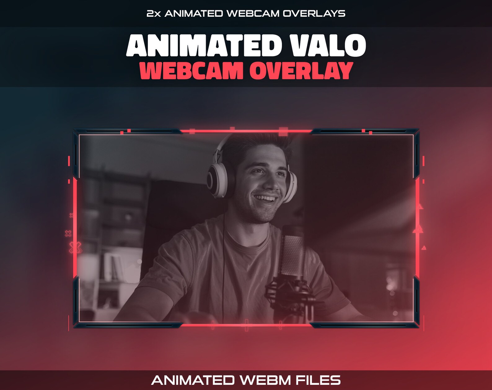 Animated Valo Twitch Webcam Overlay: Future Glitch Stream Frame Border ...
