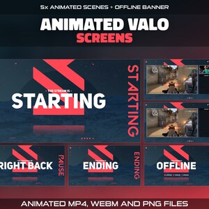 Animated Valo Twitch Overlay Package for Streamers | Red Future Shooter ...