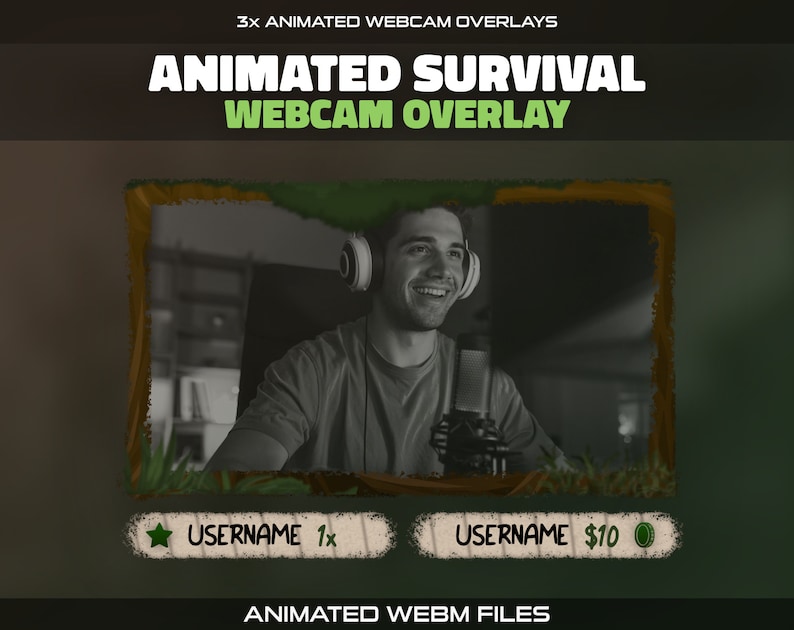 Animated Survival Twitch Webcam Overlay Forest Nature Wood Plants Frame ...