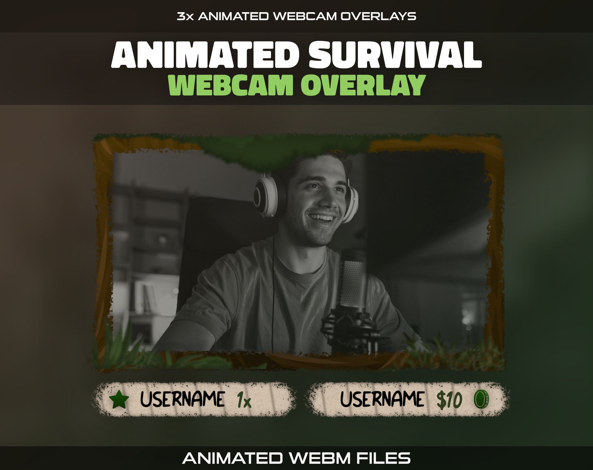 Animated Survival Twitch Webcam Overlay Forest Nature Wood Plants Frame ...