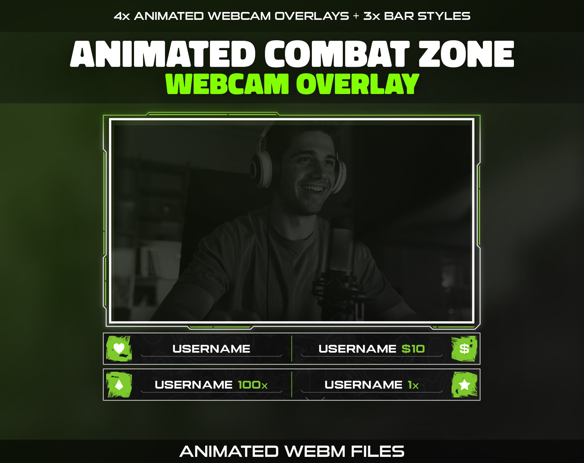Animated Combat Zone Twitch Overlay Package for Streamers | Modern ...