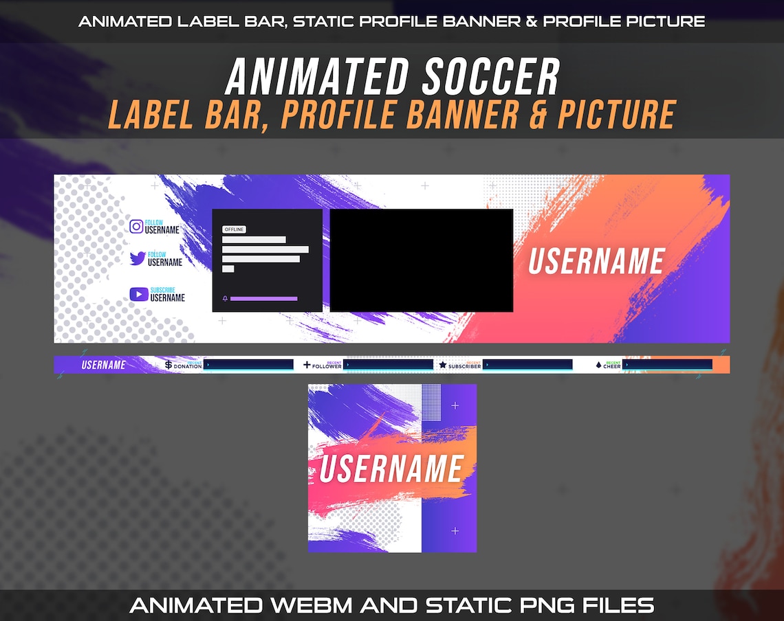 Animated Soccer Twitch Overlay Package for Streamers Football White ...