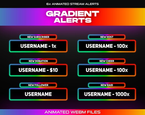 Animated RGB Twitch Stream Alerts 6x RGB Neon Alerts New - Etsy UK