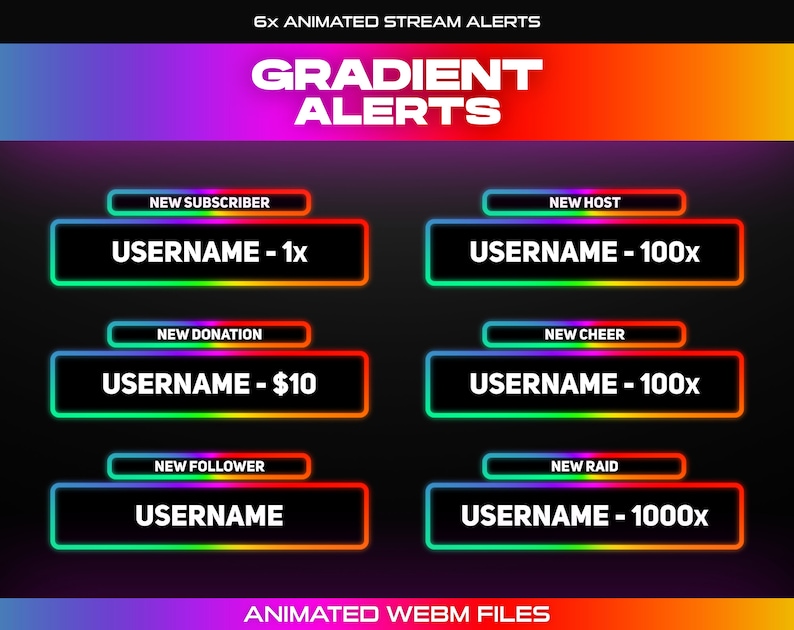Neon RGB Twitch Alerts: Animated Rainbow Stream Overlay (follower, Sub ...