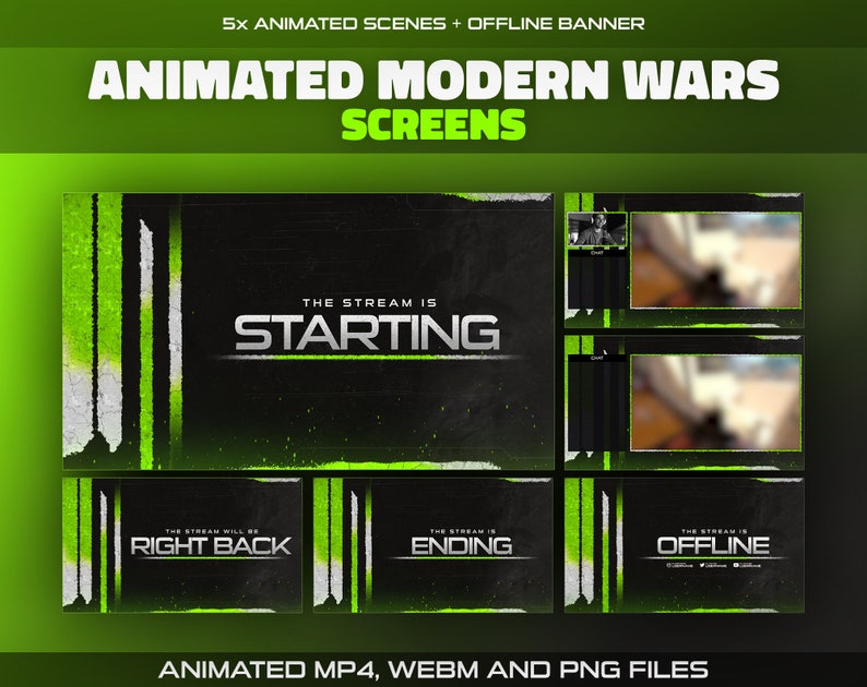 Animated Modern Wars Twitch Overlay Package for Shooter Games Streamers ...