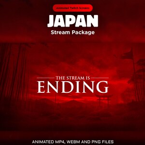 Animated Red Japan Twitch Overlay Pack – 6 Stream Screens & Animated ...