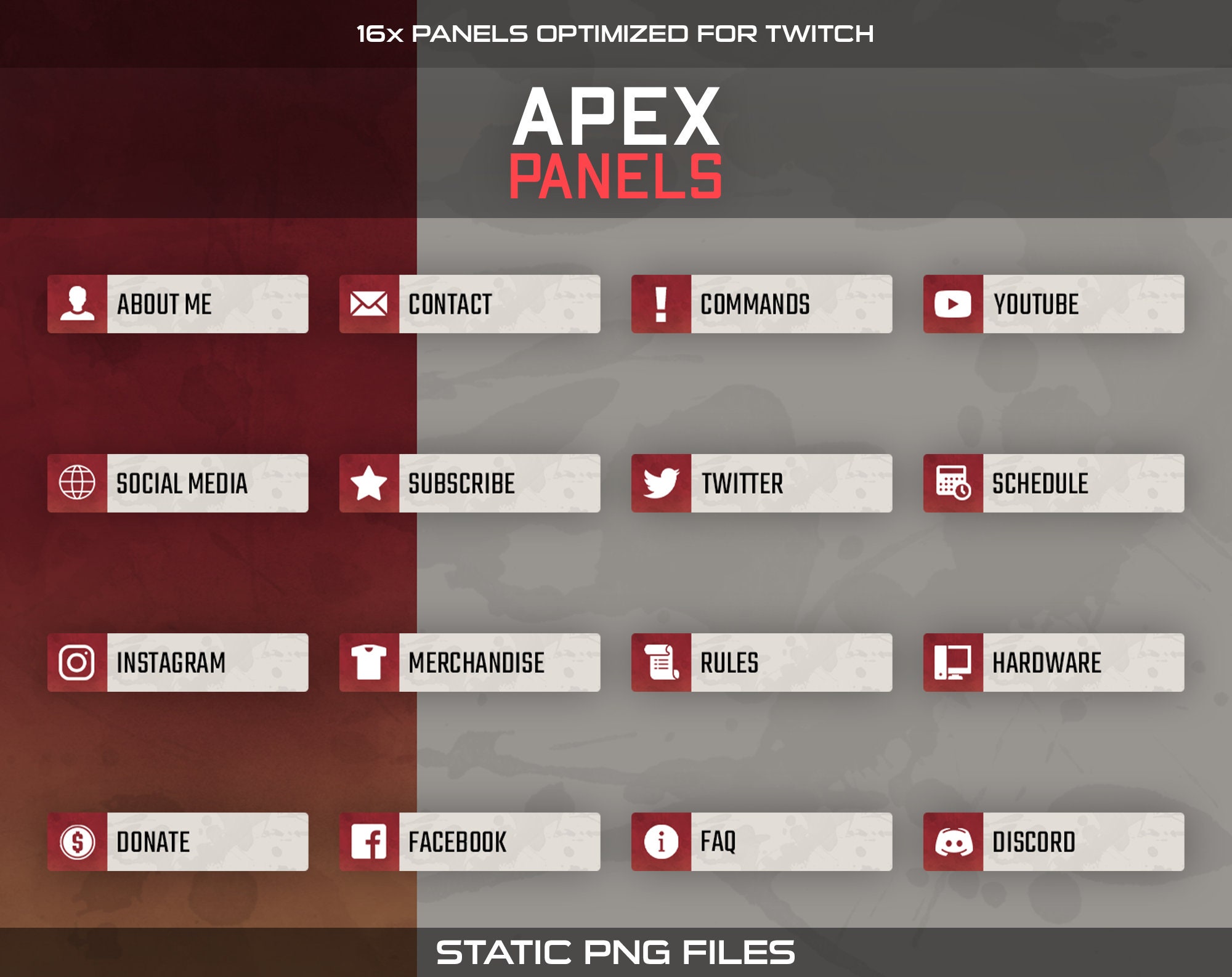 Red & White Apex Twitch Panels 16x Stream Panels for Apex Streamers ... Red & White Apex Twitch Panels 16x Stream Panels for Apex Streamers ...