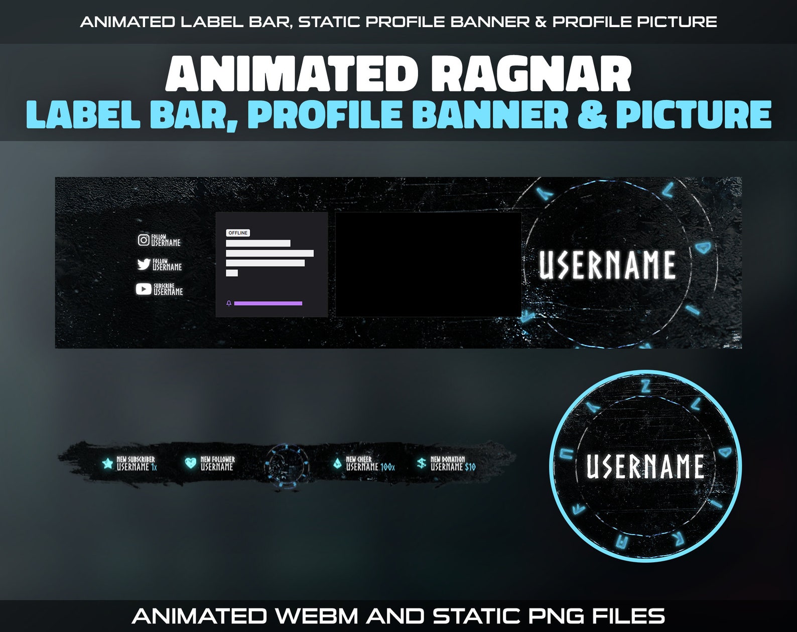Animated Ragnar Twitch Overlay Package for Streamers | Dark Norse ...