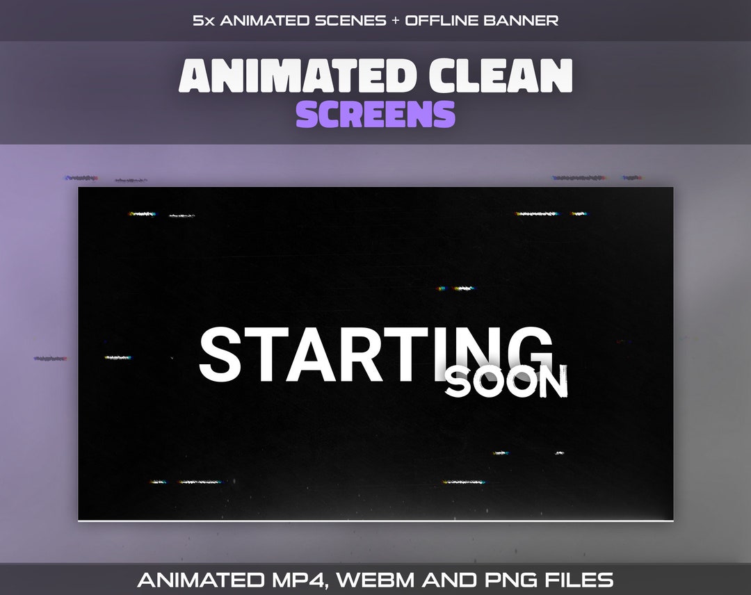 Animated Clean Twitch Screen Overlays for Streamers | Dark Modern Theme ...