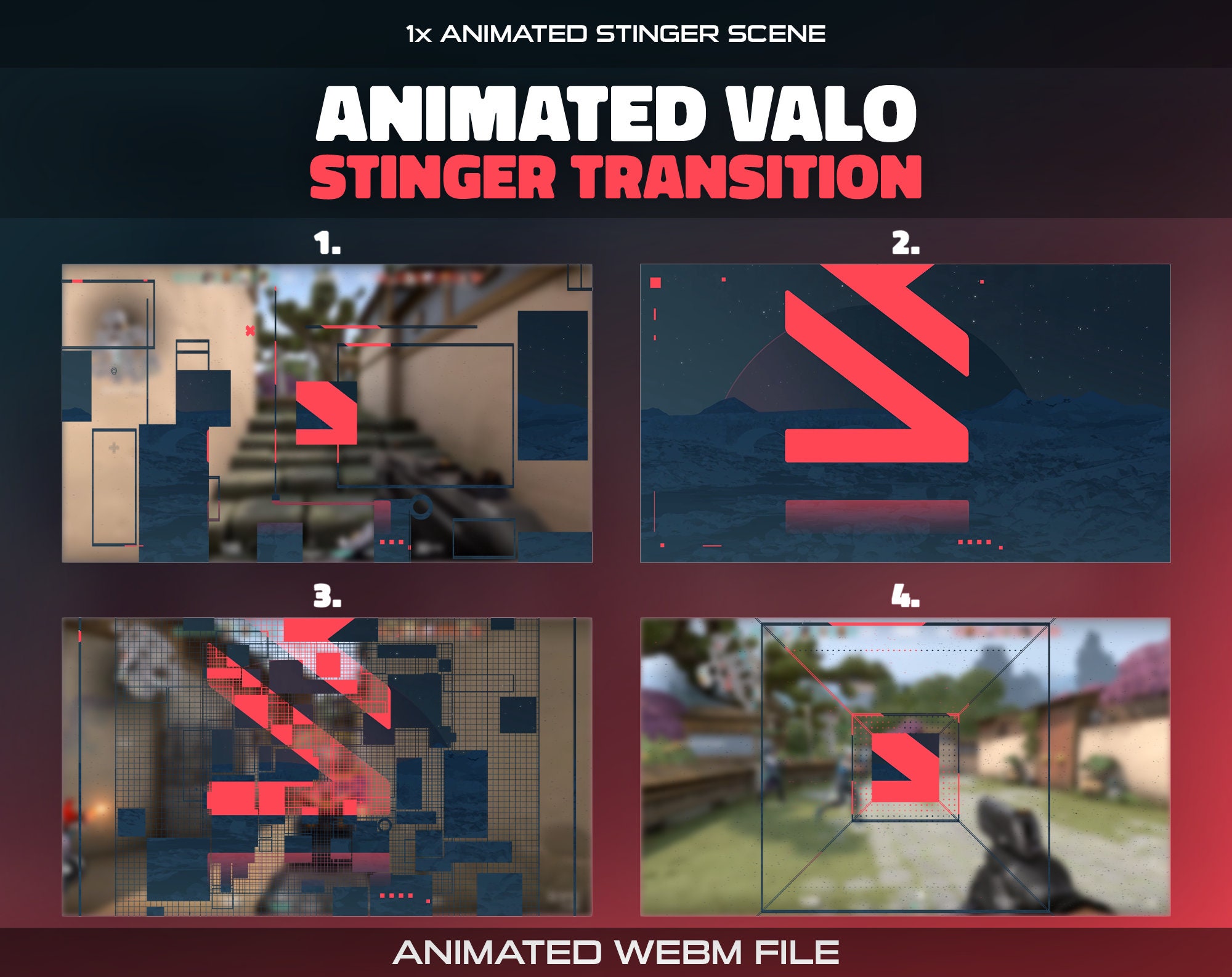 Animated Valo Twitch Overlay Package for Streamers Red - Etsy
