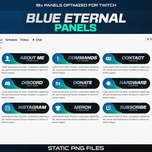 Blue Eternal Twitch Panels | 18x Stream Panels for Streamers | Cyan ...
