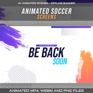 Animated Soccer Twitch Screens: White Football Stream Overlay (MP4, PNG ...