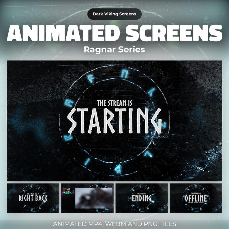 Animated Viking Twitch Screens: Dark Norse Ragnar Stream Overlay (MP4 ...
