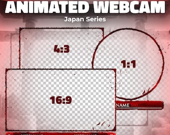 Animated Red Japan Twitch Webcam Overlay: Stream Border Frames (WEBM ...