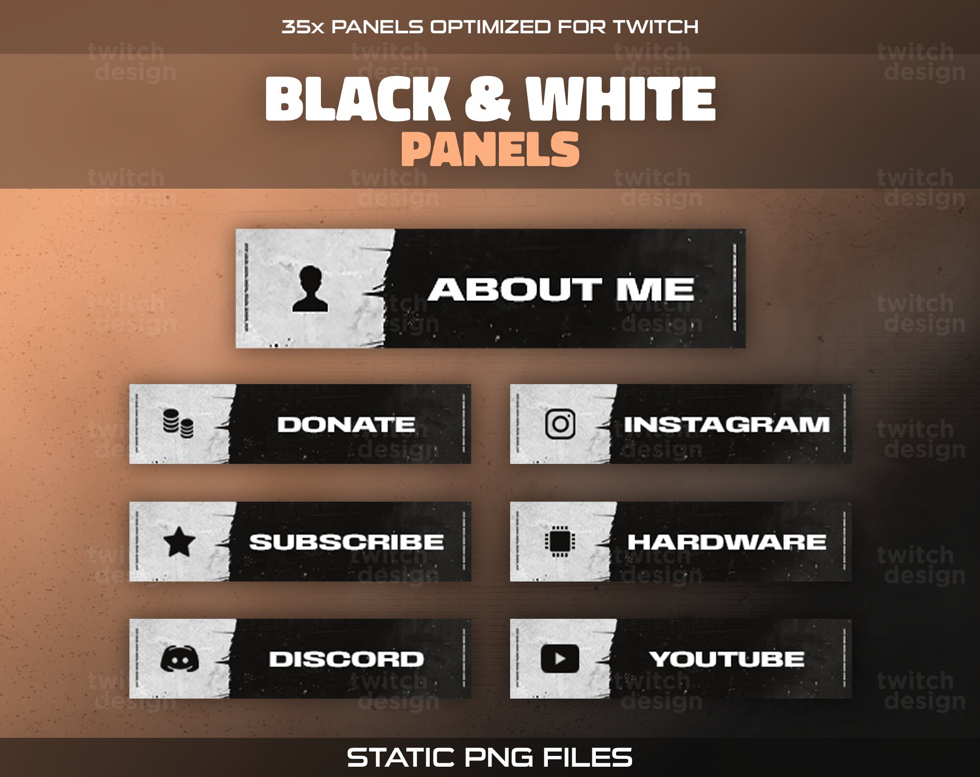 Black & White Twitch Panels | 35x Modern Stream Panels for Your Profile ...
