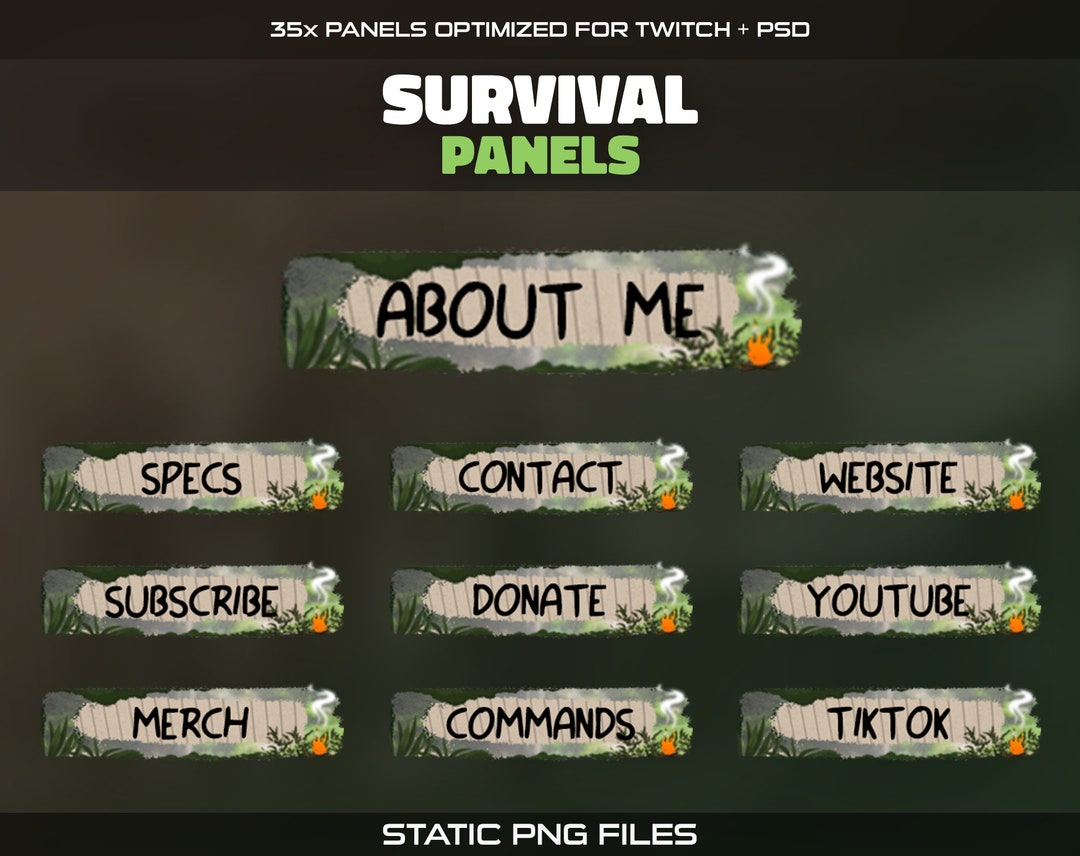 Survival Twitch Panels: 35x Cozy Forest Stream Info Buttons - Etsy