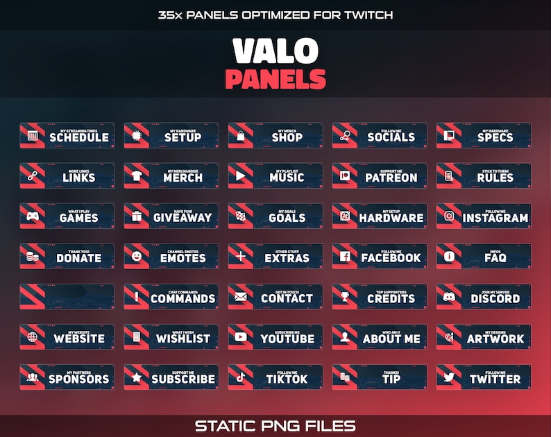 Animated Valo Twitch Overlay Package for Streamers Red - Etsy
