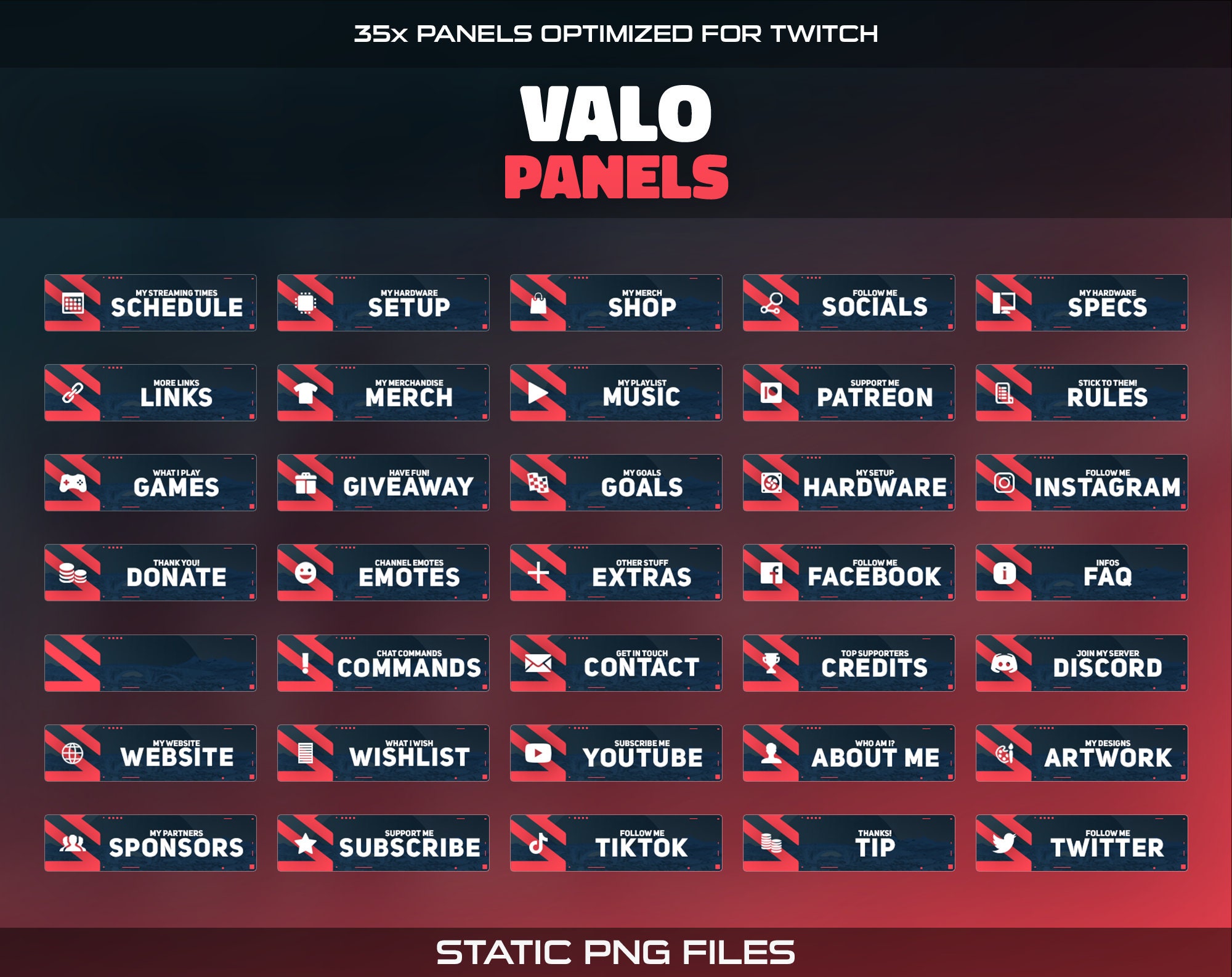 Animated Valo Twitch Overlay Package for Streamers Red - Etsy