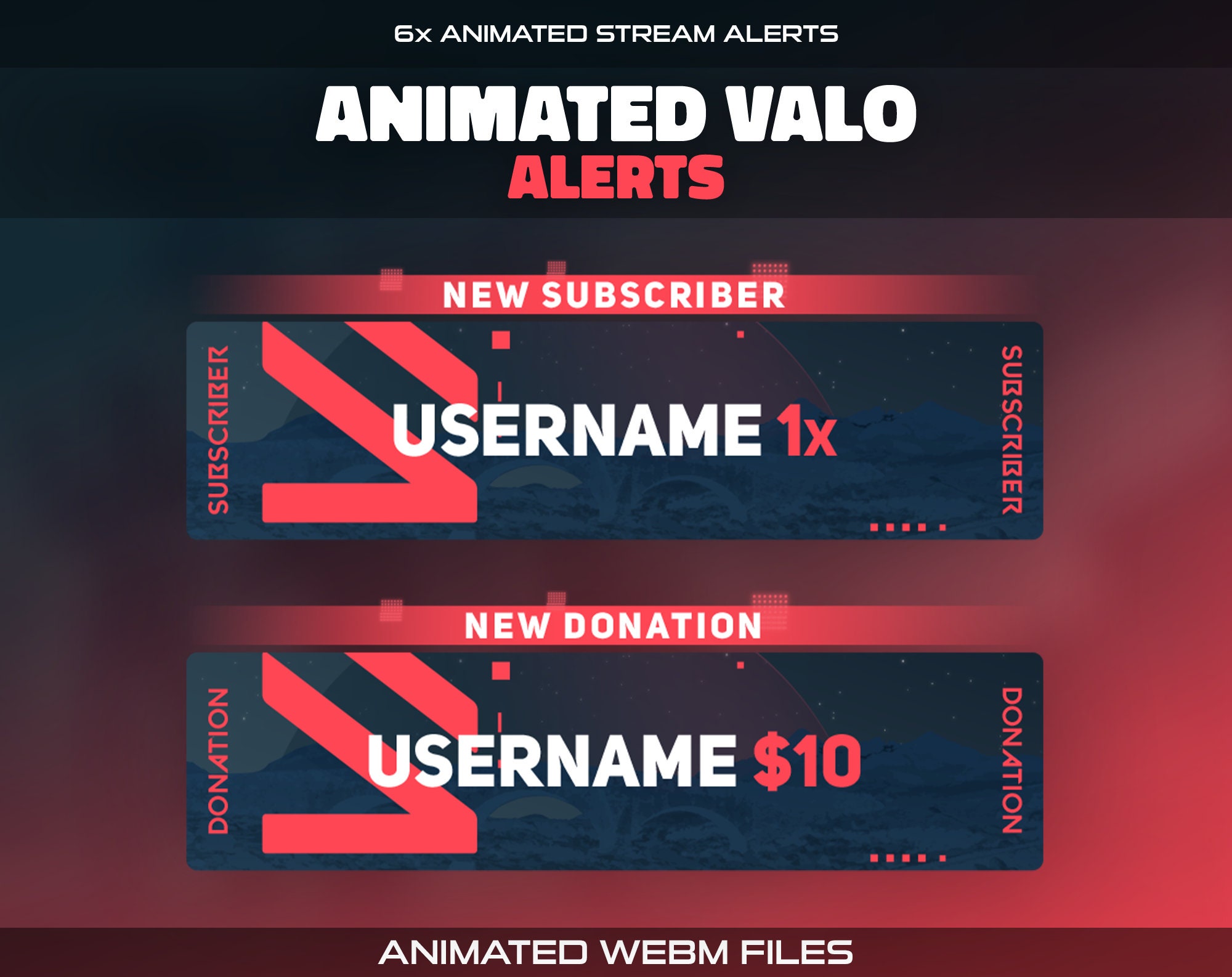 Valo Twitch Stream Alerts 6x Animated Alerts for Streamers Future ...