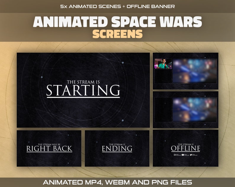 Animated Space Wars Twitch Screens: Dark Universe Star Stream Overlay ...