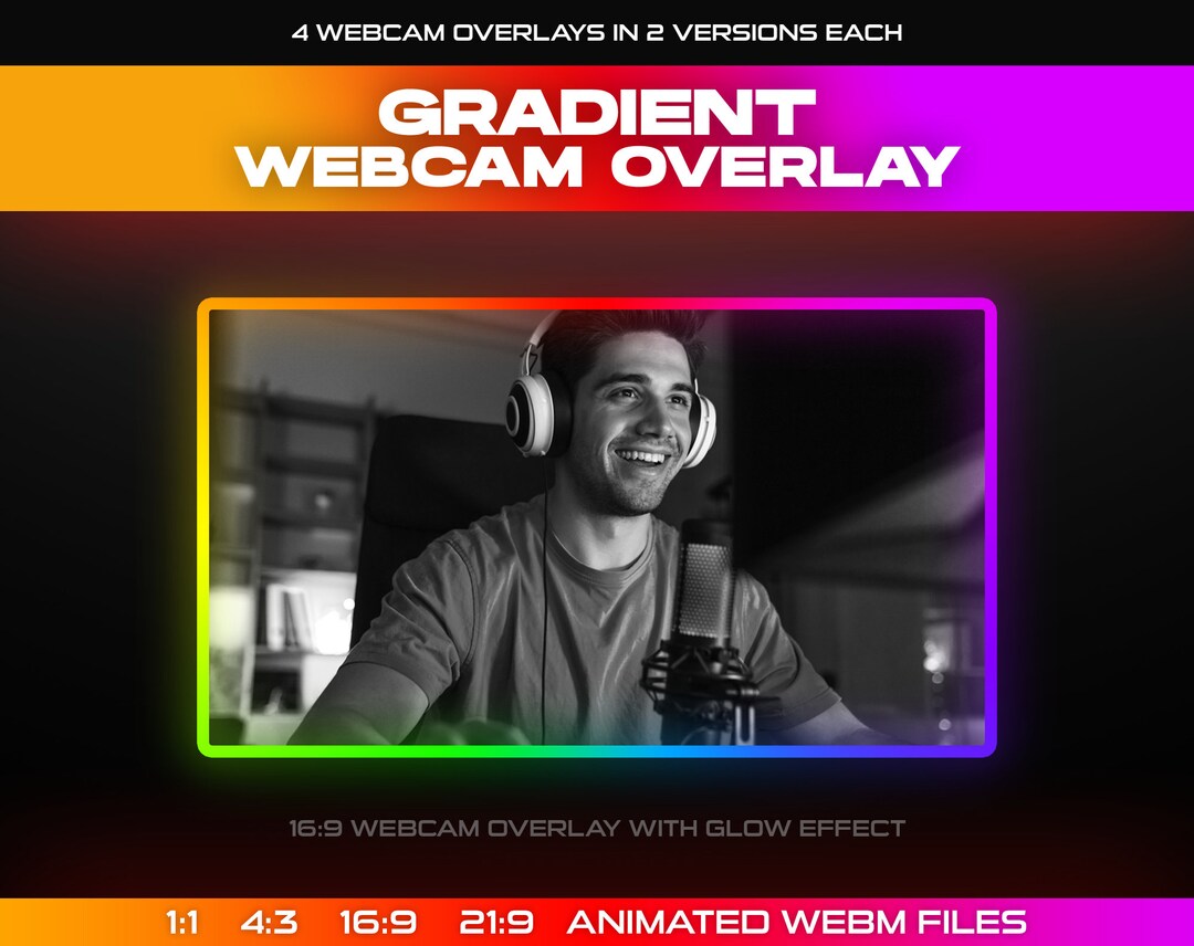 Animated Gradient Twitch Stream Webcam Overlay | 4x Pride Rainbow RGB ...