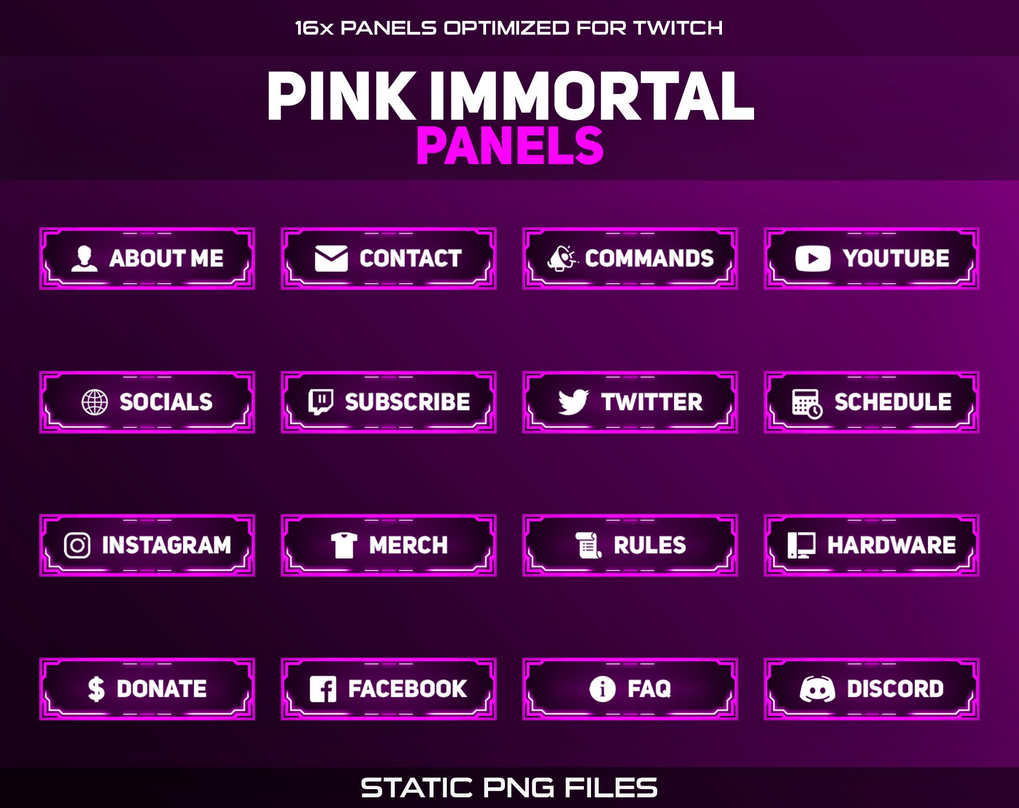 Immortal Twitch Panels 16x Stream Panels in 5 Colors Blue Pink Green ... Immortal Twitch Panels 16x Stream Panels in 5 Colors Blue Pink Green ...