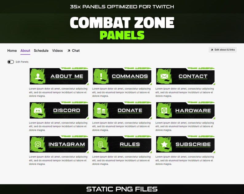 Combat Zone Twitch Panels | 35x Stream Panels for War Shooter Streamers ...