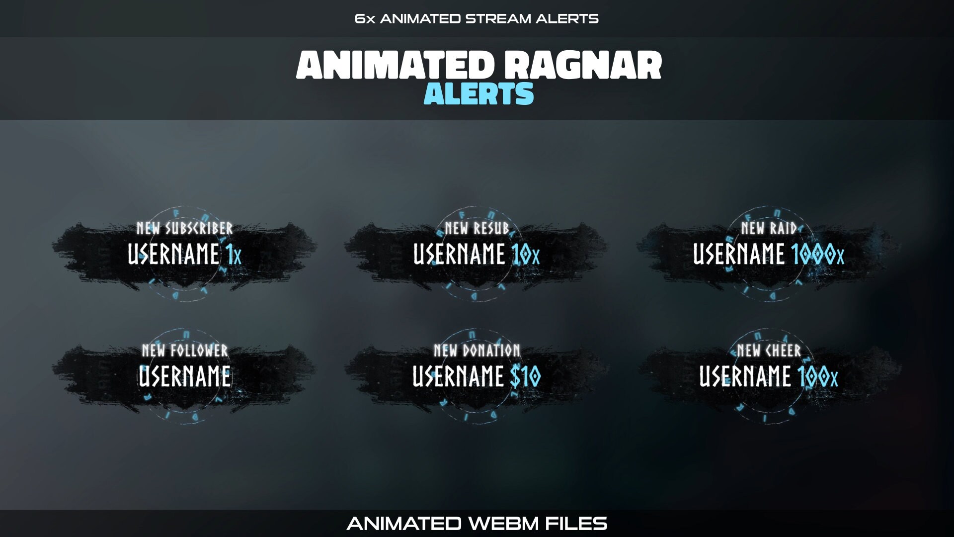 Viking Twitch Alerts: Animated Black & Blue Dark Norse Ragnar Stream ...