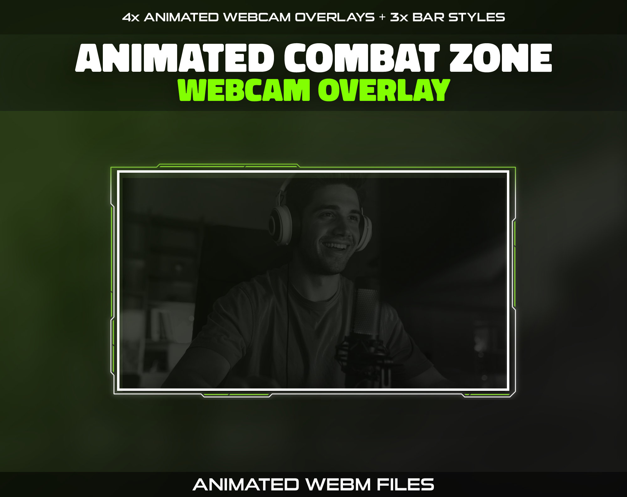 Combat Zone Twitch Webcam Overlay Animated White Frame For War Shooter