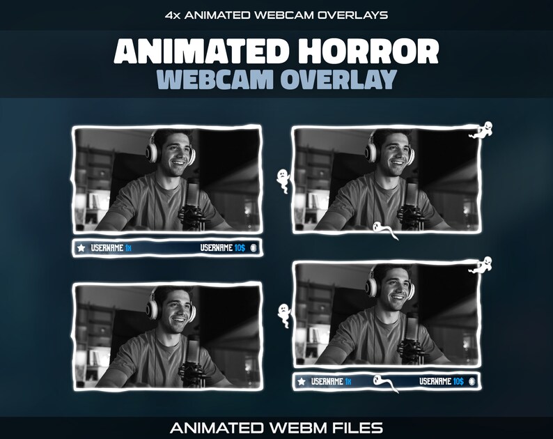 Animated Horror Ghost Twitch Webcam Overlay: Halloween Stream Overlay ...