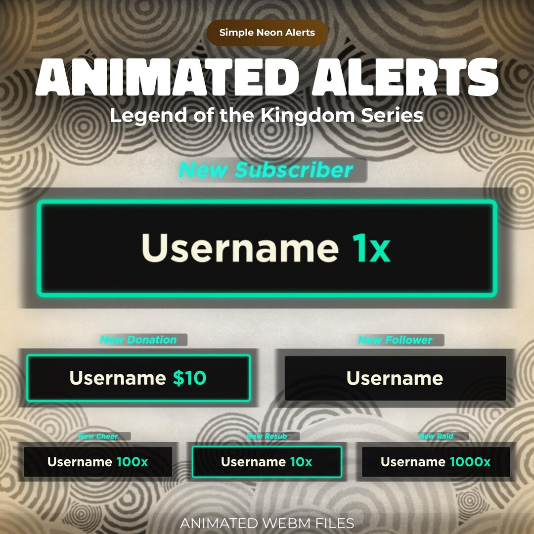 Simple Twitch Alerts: Animated Black & Green Stream Overlay (follower ...