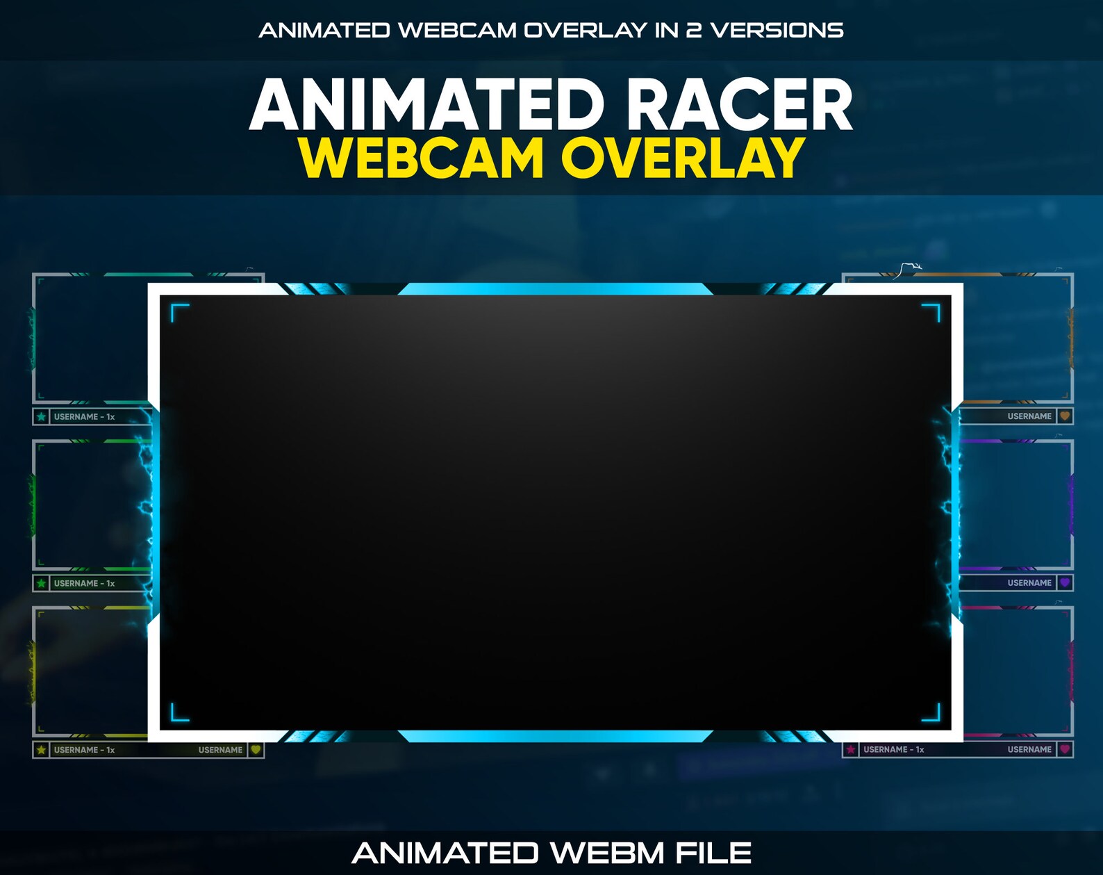Blue Animated Racer Webcam Overlay: Customizable Stream Border (WEBM ...