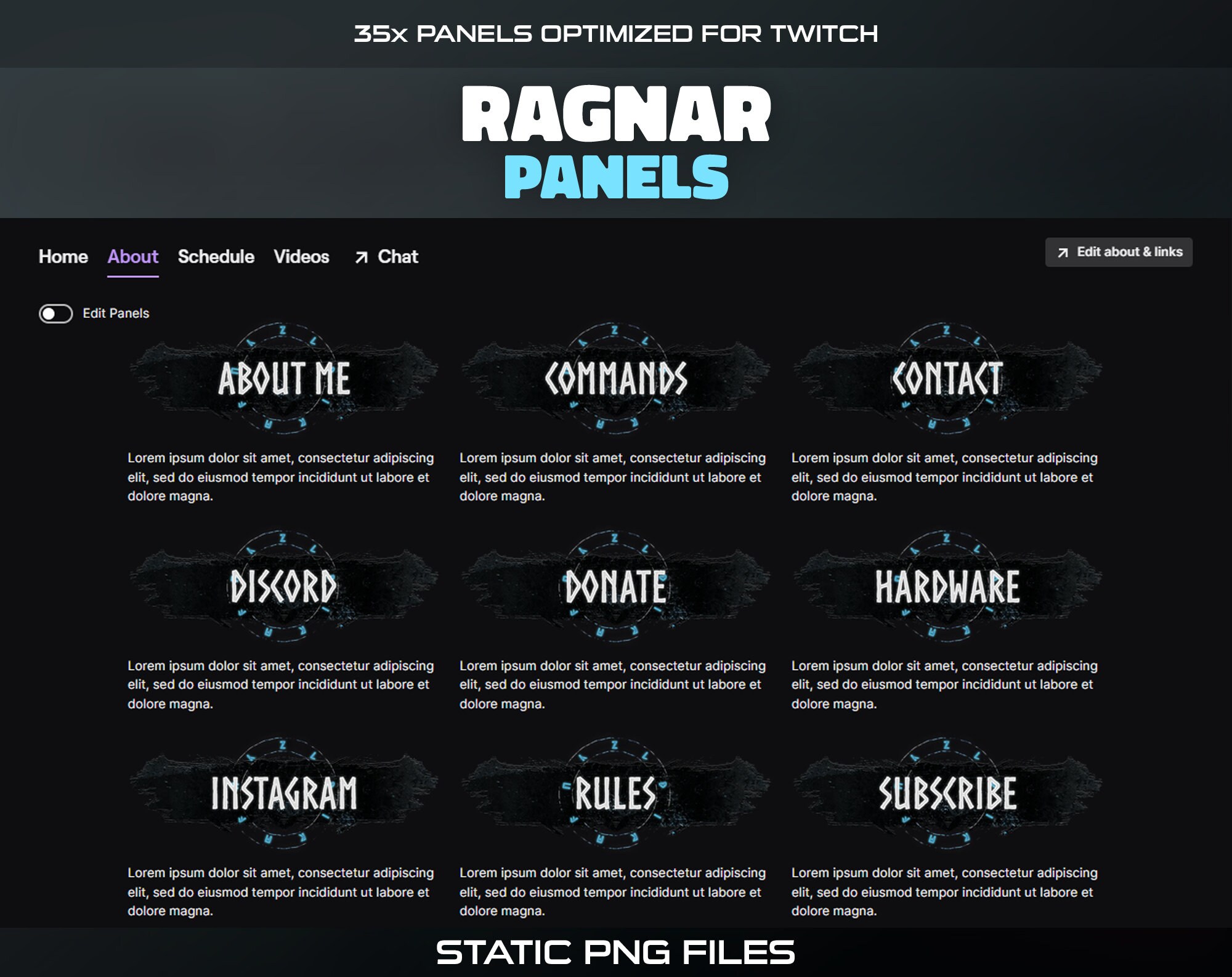 Ragnar Twitch Panels 35x Dark Vikings God Rune Stream Panels for Your Twitch Profile Nordic ...