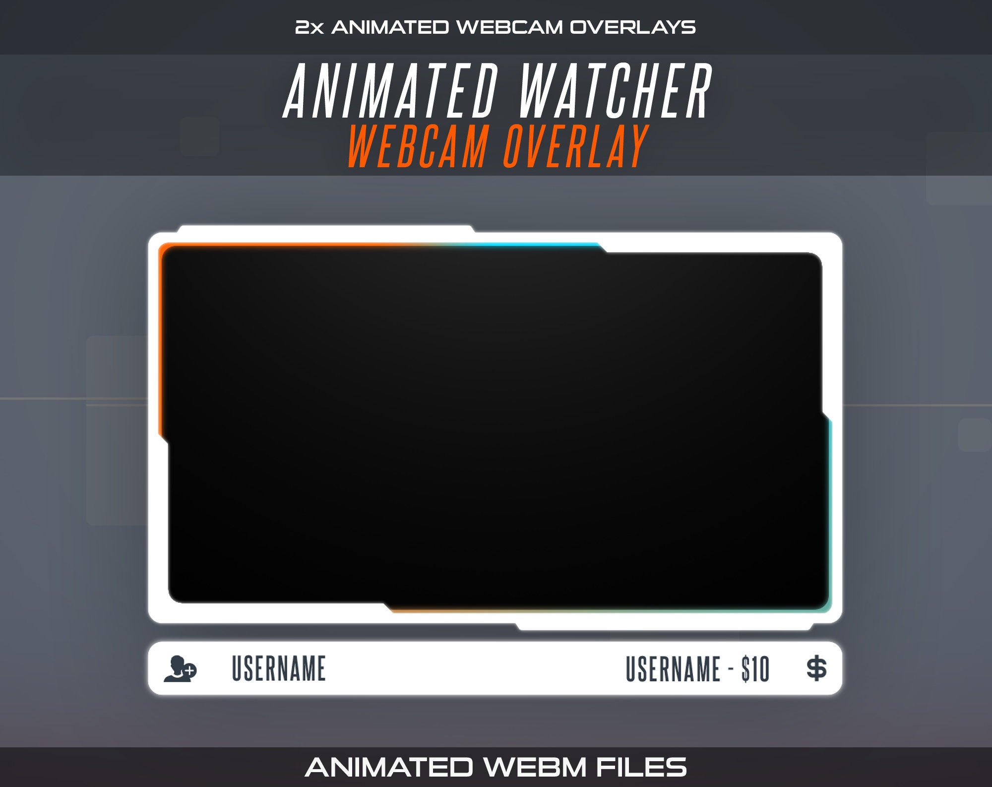 Animated Watcher Twitch Overlay Package for OW2 Streamers Gray Webcam ...