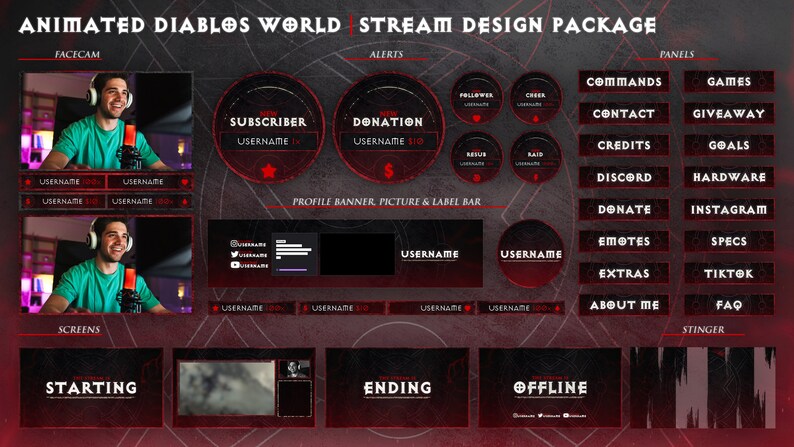 Animated Diablos World Twitch Overlay Package for Streamers | Dark ...