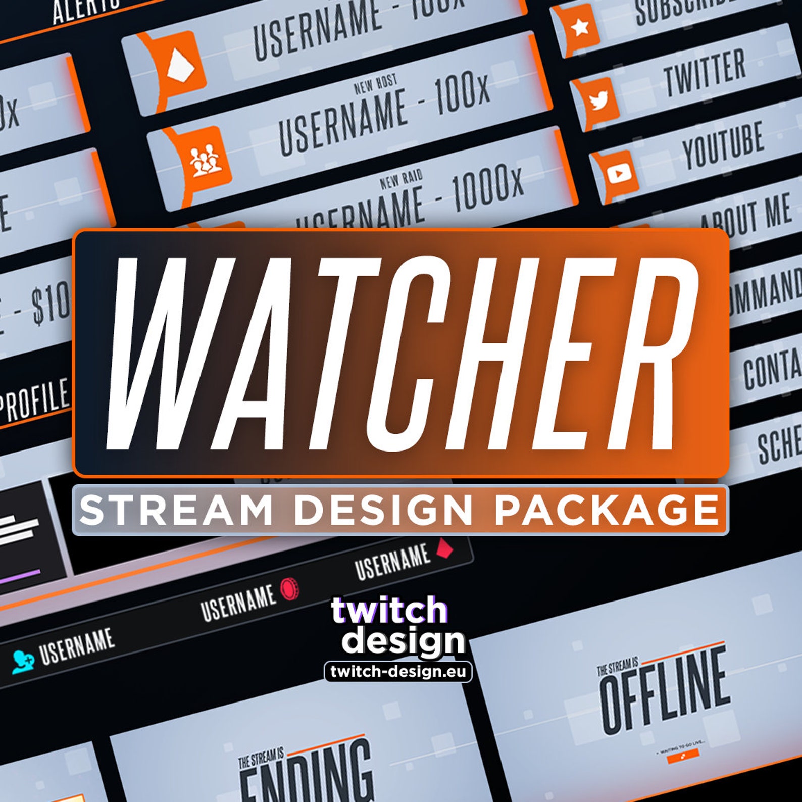 Animated Watcher Twitch Overlay Package for OW2 Streamers Gray Webcam ...
