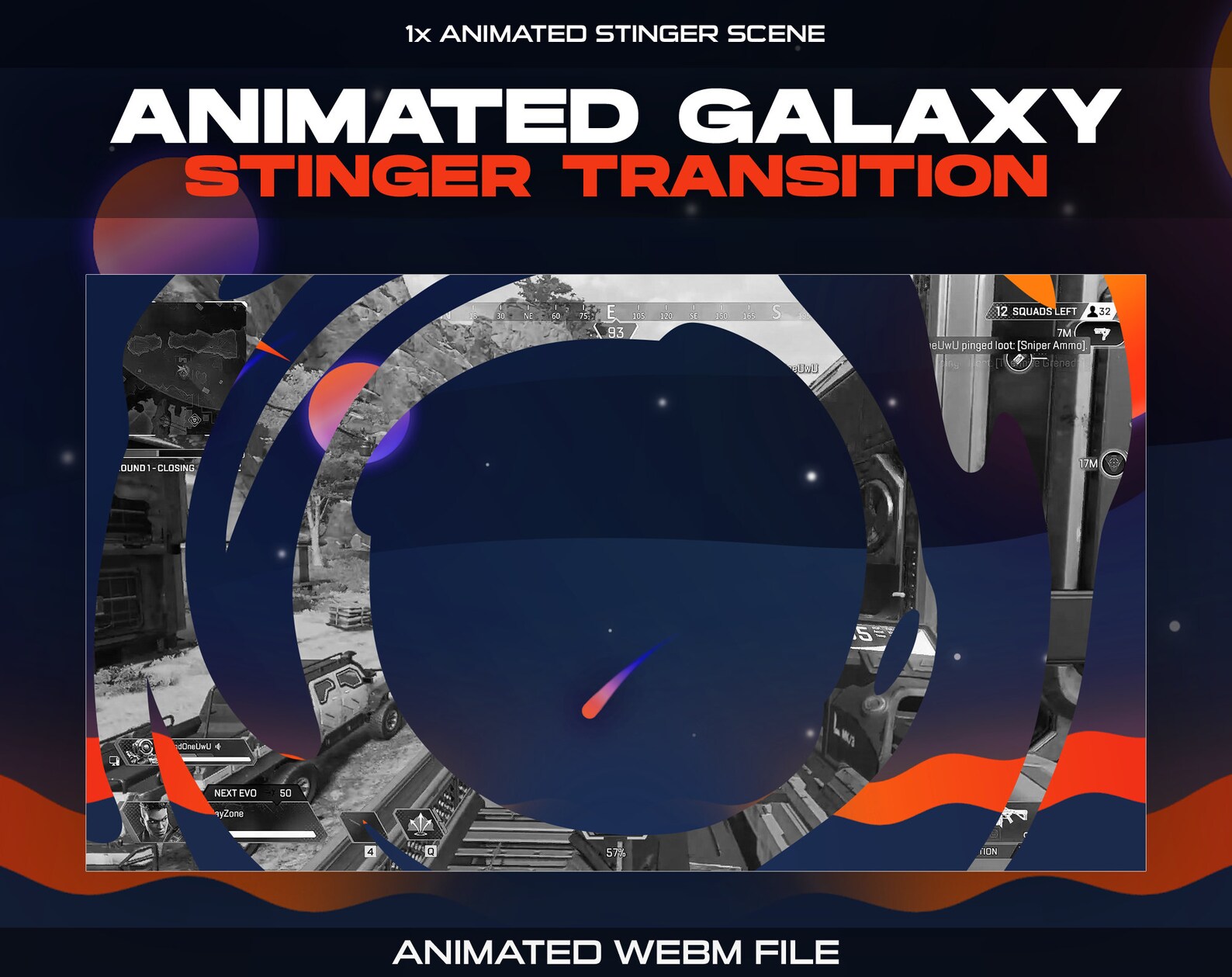 Animated Galaxy Twitch Overlay Package for Streamers | Celestial Dark ...