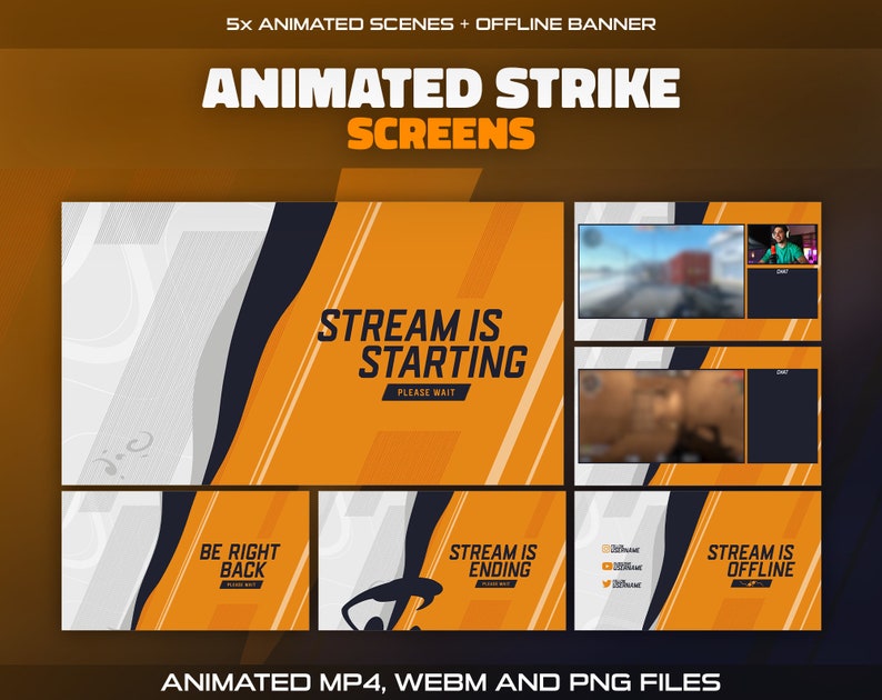 Animated Strike Twitch Overlay Package for Streamers | Clean Simple ...