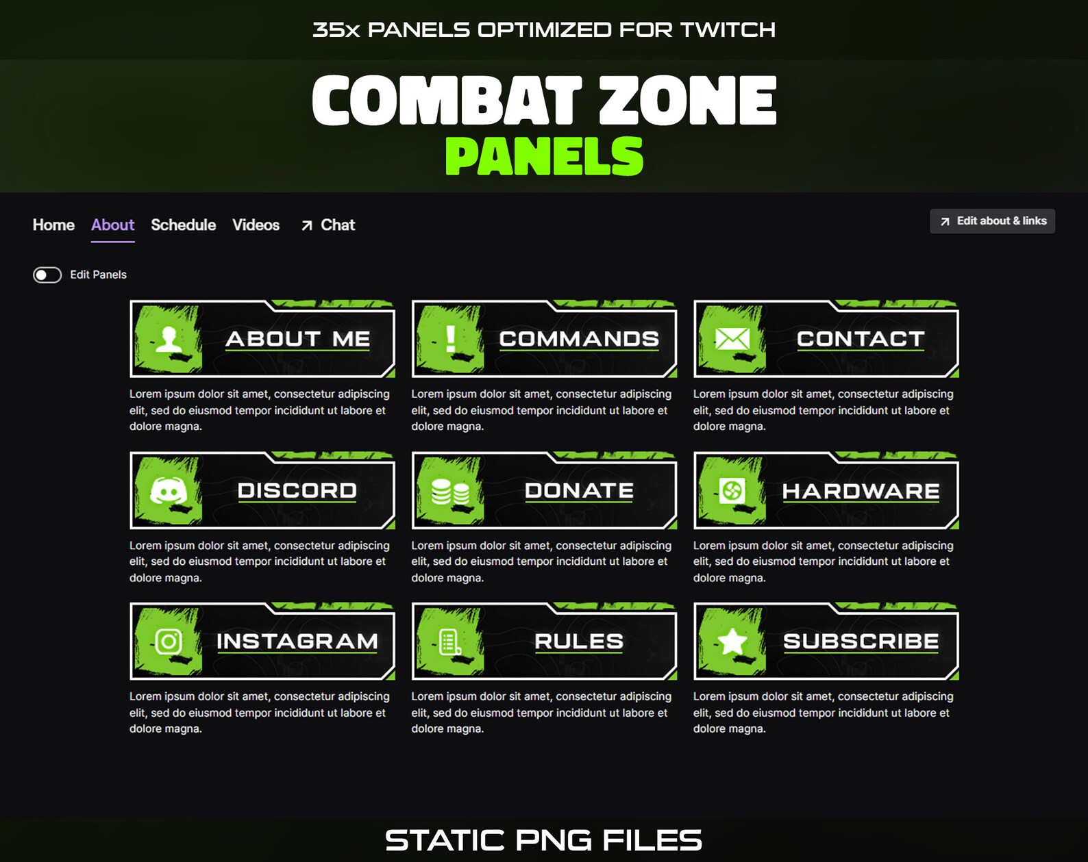 Combat Zone Twitch Panels | 35x Stream Panels for War Shooter Streamers ...