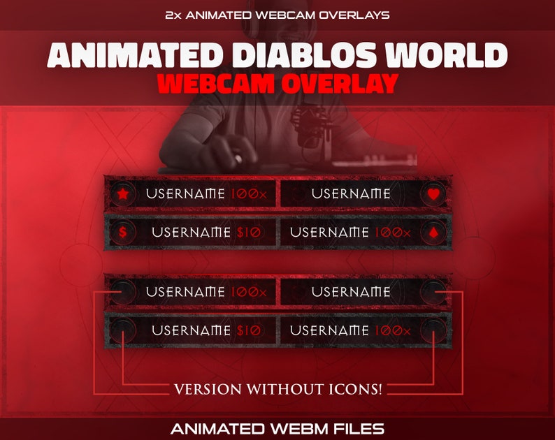 Animated Diablos World Twitch Stream Webcam Overlay 2x Webcam Borders ...