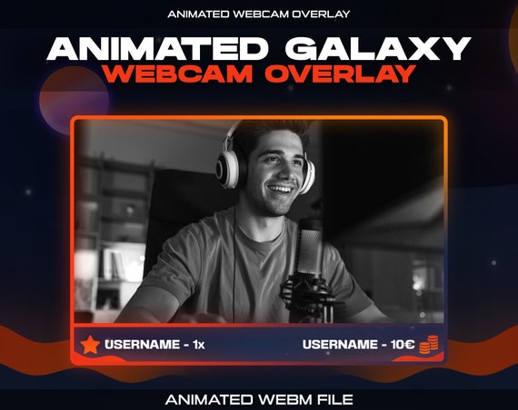 Galaxy Twitch Webcam Overlay Animated Neon Space Webcam - Etsy