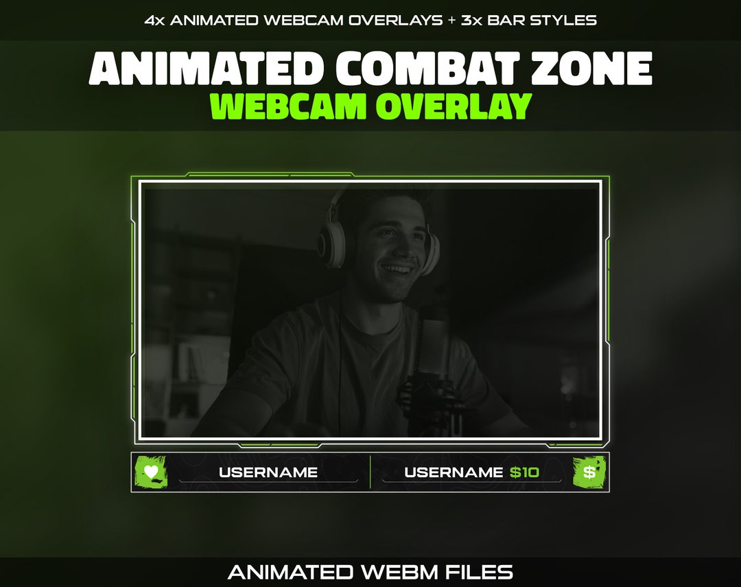 Combat Zone Twitch Webcam Overlay | Animated White Frame for War ...