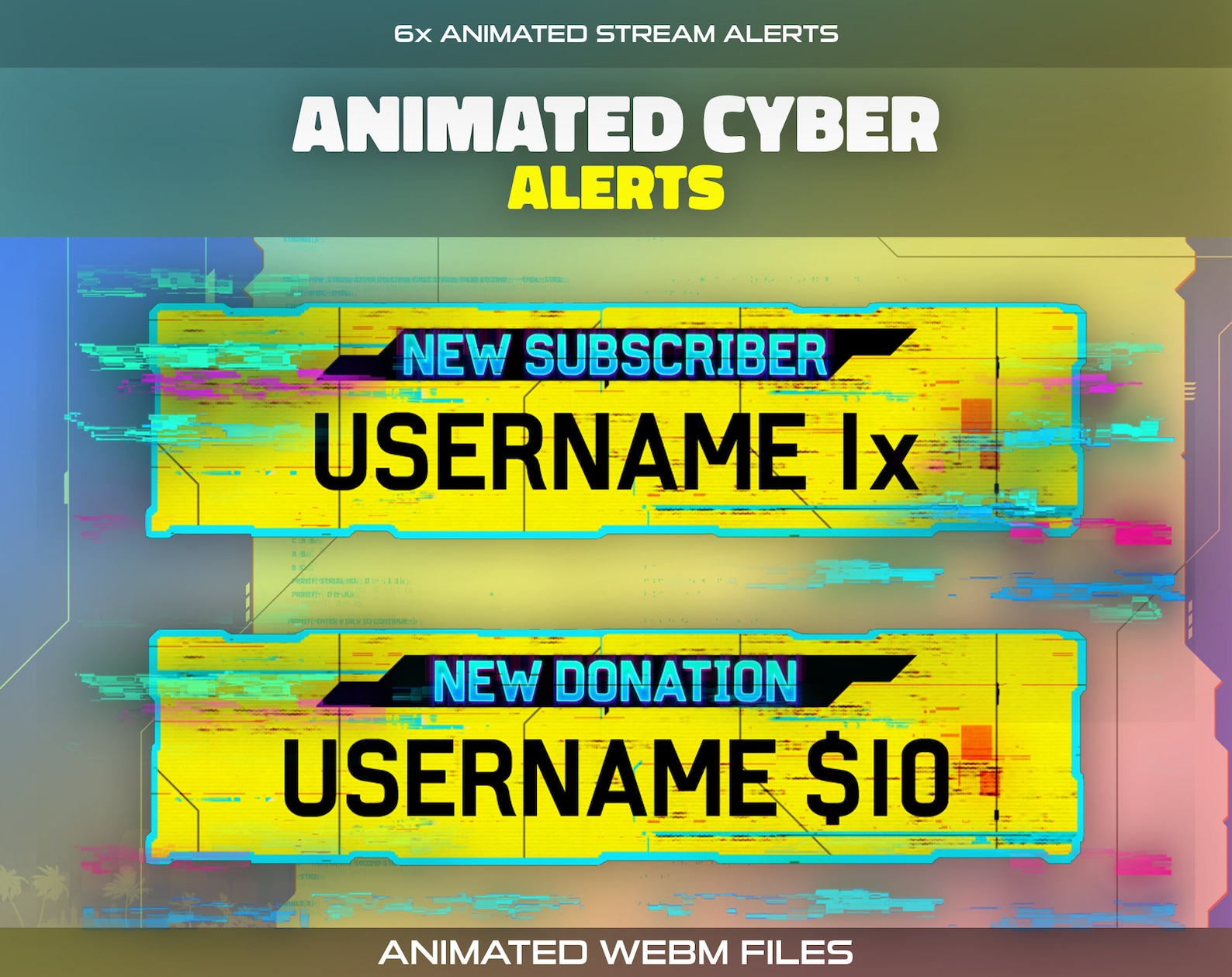 Animated Cyber Twitch Overlay Package for Streamers Future Glitch Sci ...