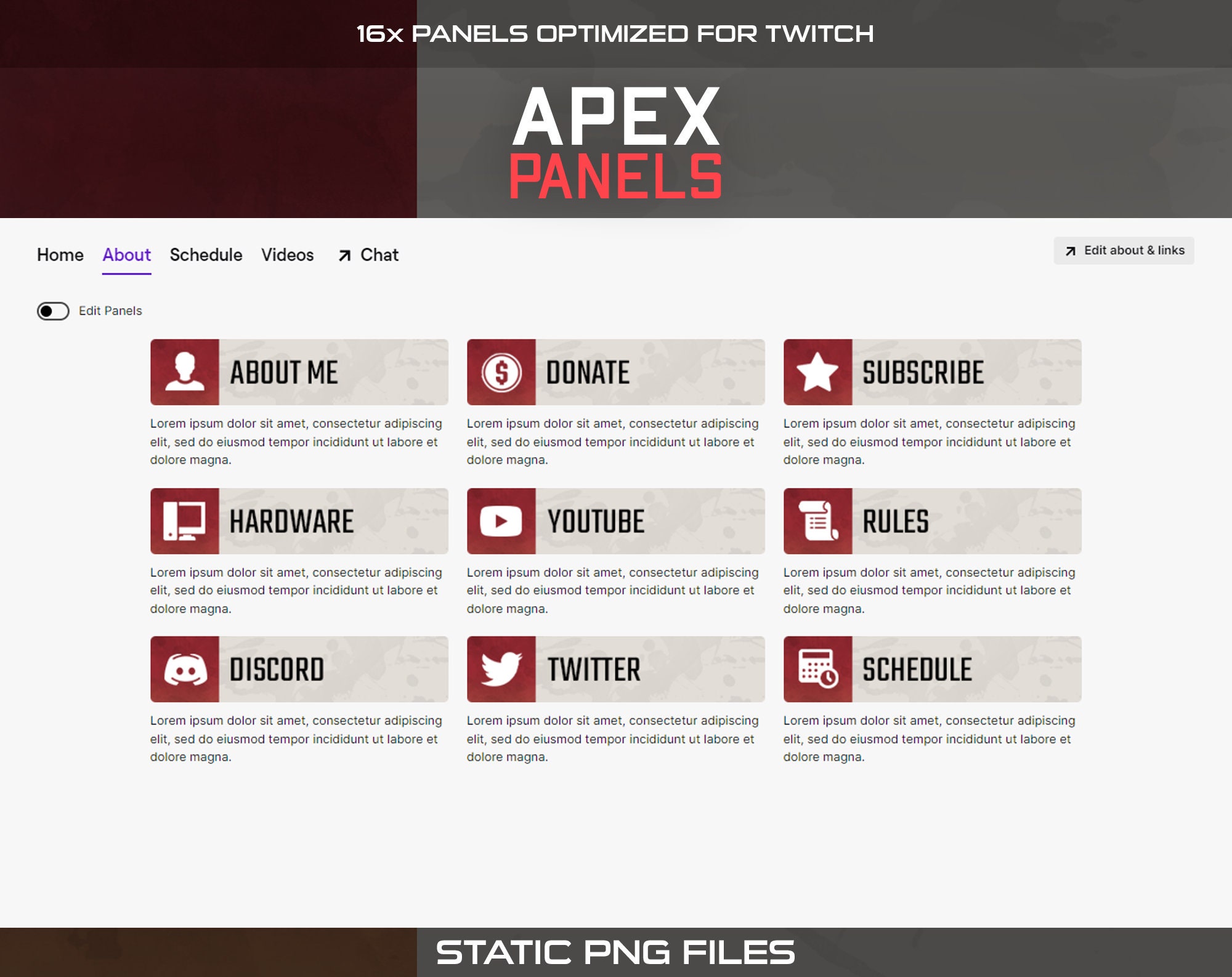 Red & White Apex Twitch Panels 16x Stream Panels for Apex Streamers ... Red & White Apex Twitch Panels 16x Stream Panels for Apex Streamers ...