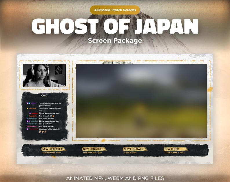 Animated Samurai Twitch Screens: White Japanese Stream Overlay for OBS ...