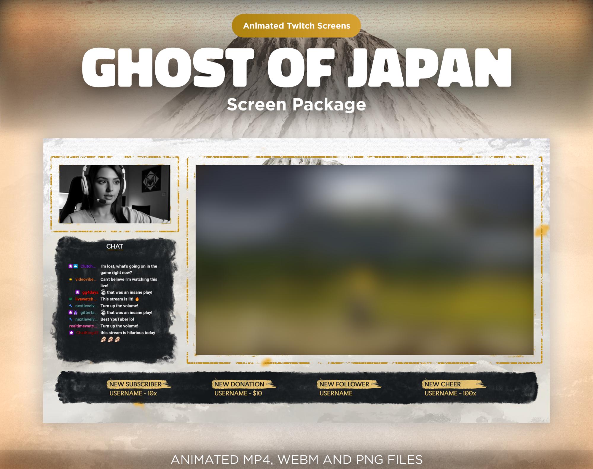 Animated Samurai Twitch Screens: White Japanese Stream Overlay for OBS ...