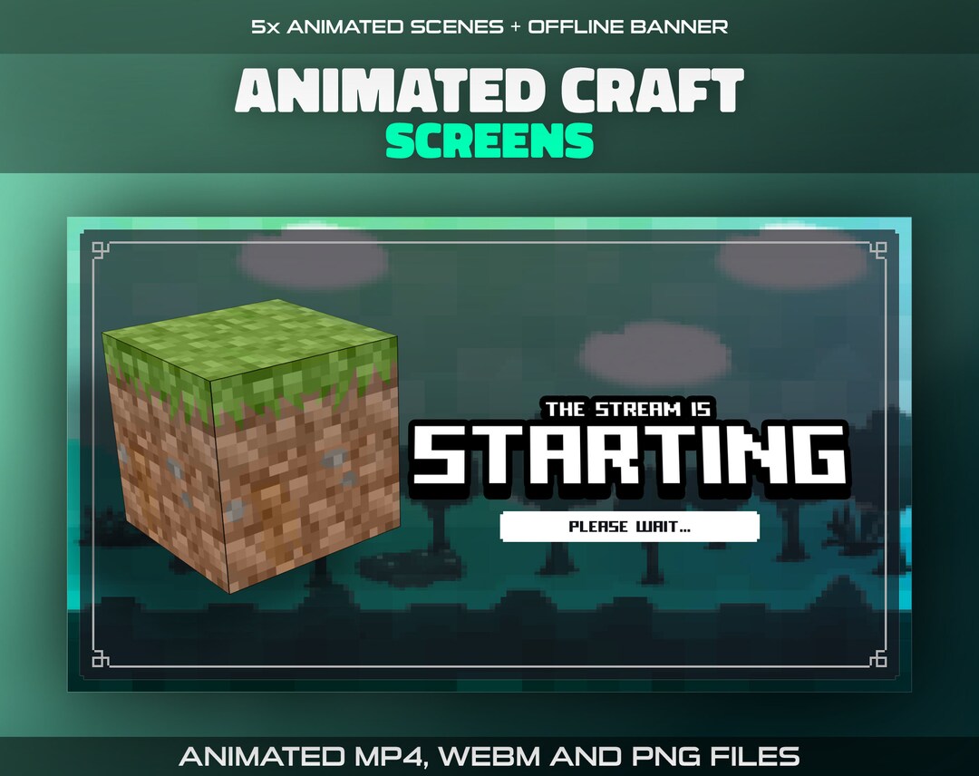 Animated Craft Twitch Stream Screens for Retro Pixel Streamers | Mine ...