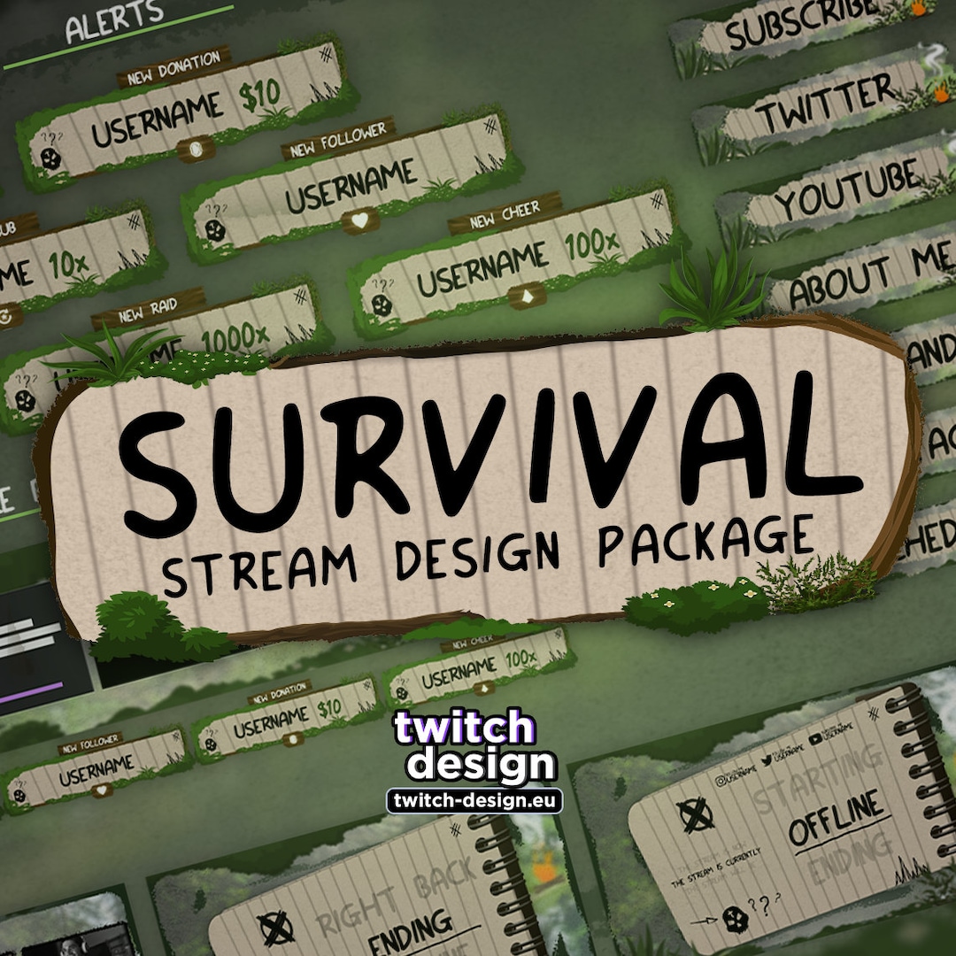 Animated Survival Twitch Overlay Package for Streamers | Forest Nature ...